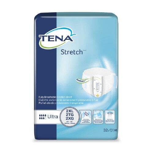 TENA Stretch Ultra Incontinence Breathable Brief, 2X-Large , 32 Ct ...