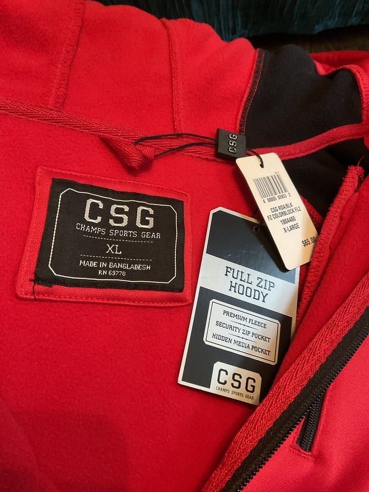 Red With Black Trim CSG SPORTS HOODED JACKET SIZE XL - NWT | eBay