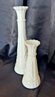 Vintage Anchor Hocking Look Milk Glass Stars and Bars 6" and 9" Bud ...