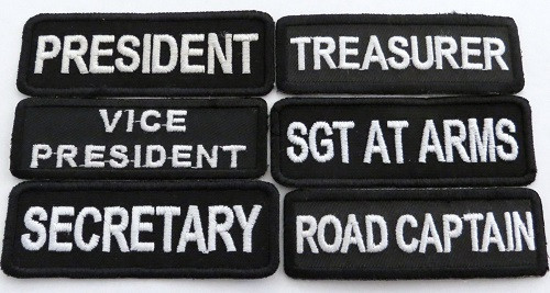 6 PC SET BLACK 1X3 MOTORCYCLE CLUB RANK EMBROIDERED PATCHES**FREE ...