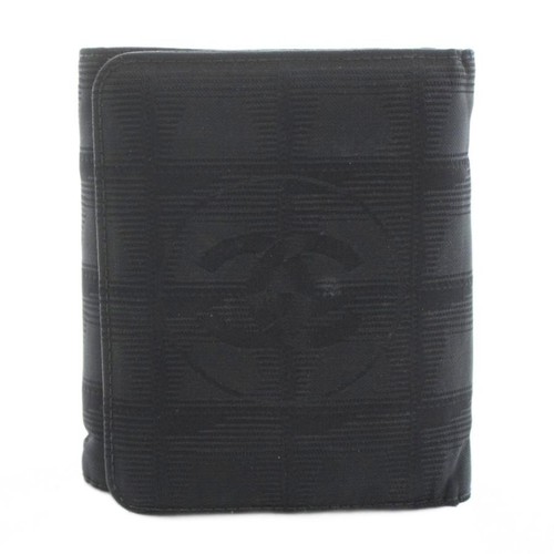 Chanel Neutral Travel Tri-Fold Wallet Coco Mark Nylon Black Women | eBay