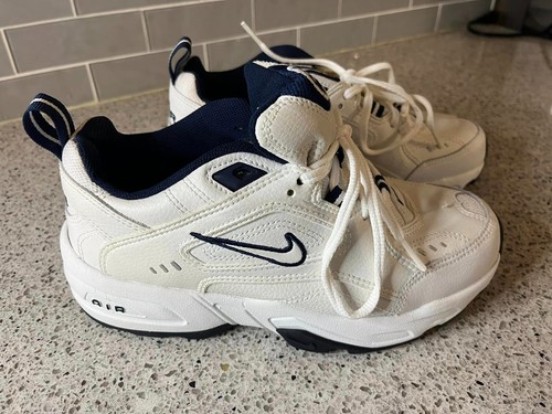 Nike Air White and Blue Sneaker Shoe Leather Size 6 Cushioning insoles ...