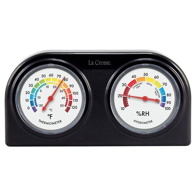 La Crosse Old School Analog Indoor Temperature and Humidity Gauge ...