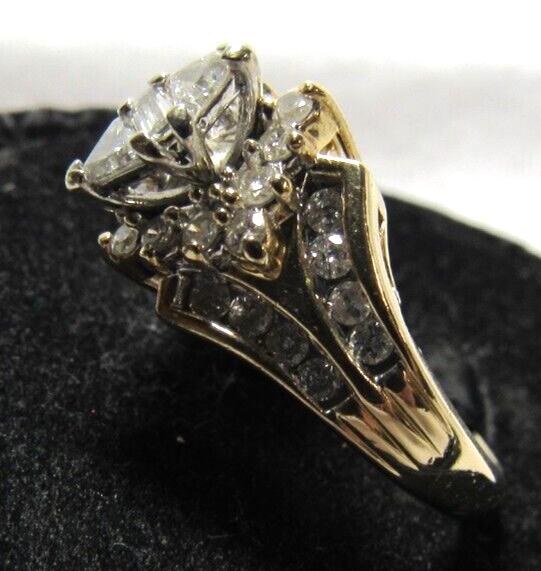 Am-Gold 14k Yellow Gold Trillion Diamond Sz 7.5 Engagement Ring 1.08ct ...