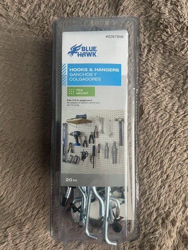 Blue Hawk 20pcs : Hooks & Hangers (for 1/4" Peg-Mount Pegboard) | eBay