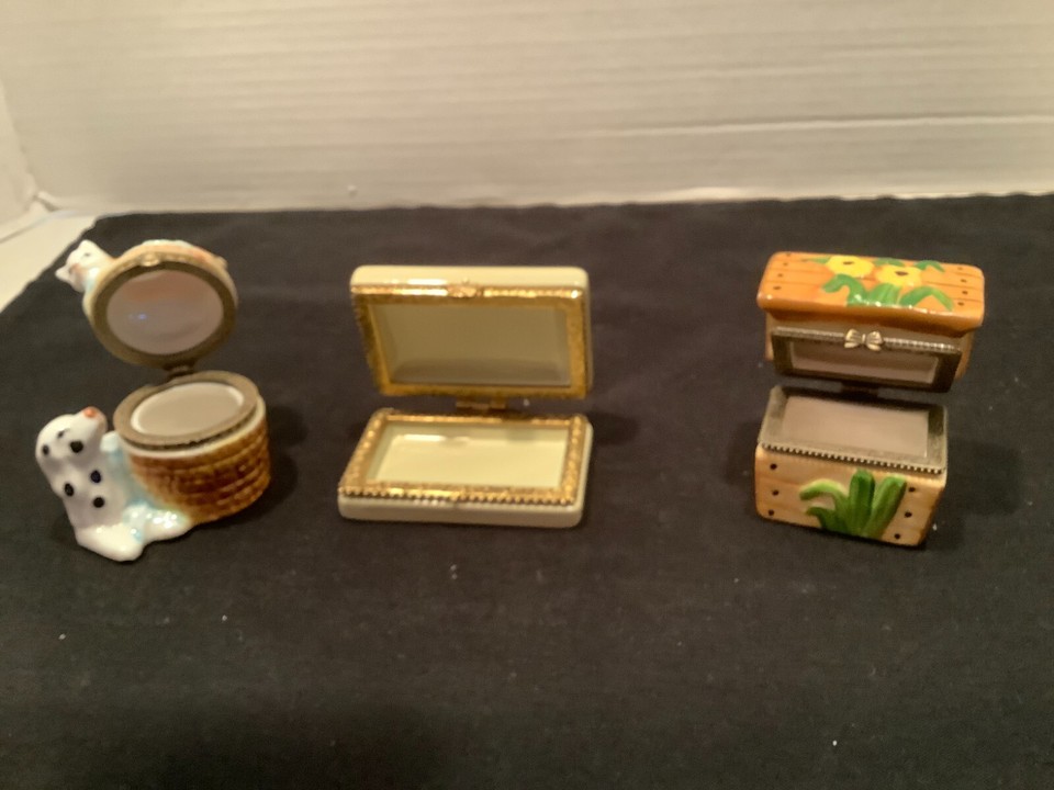 Porcelain hinged trinket boxes, set of 3 different | eBay