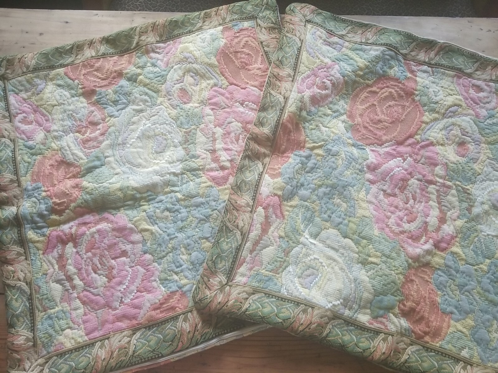 Pair Floral Euro Sham Italian Cotton Wool Blend Chambers Tapestry Style ...