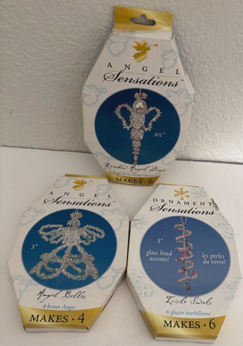 LOT of 3 KITS Vtg NOS SENSATIONS Bead ANGELS SPIRAL ICICLE Xmas ...