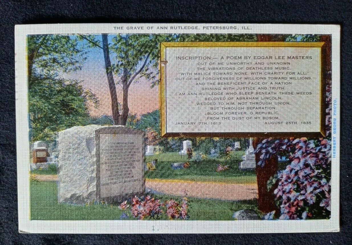 ILLLINOIS IL Petersburg Grave of Ann Rutledge Poem Edgar Lee Masters ...