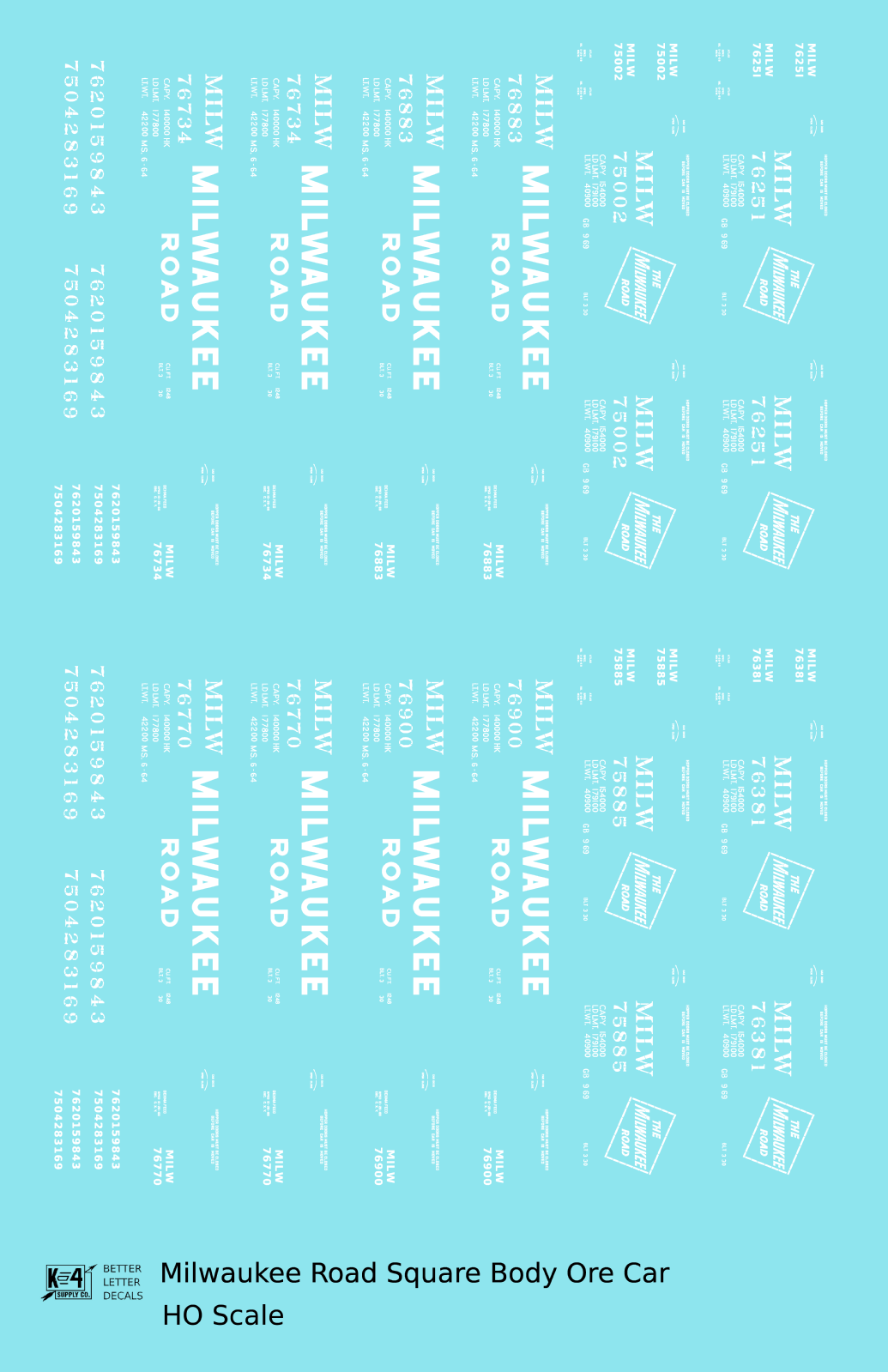 K4 HO Scale Decals Milwaukee Road Square Body Ore Jenny Car White | eBay