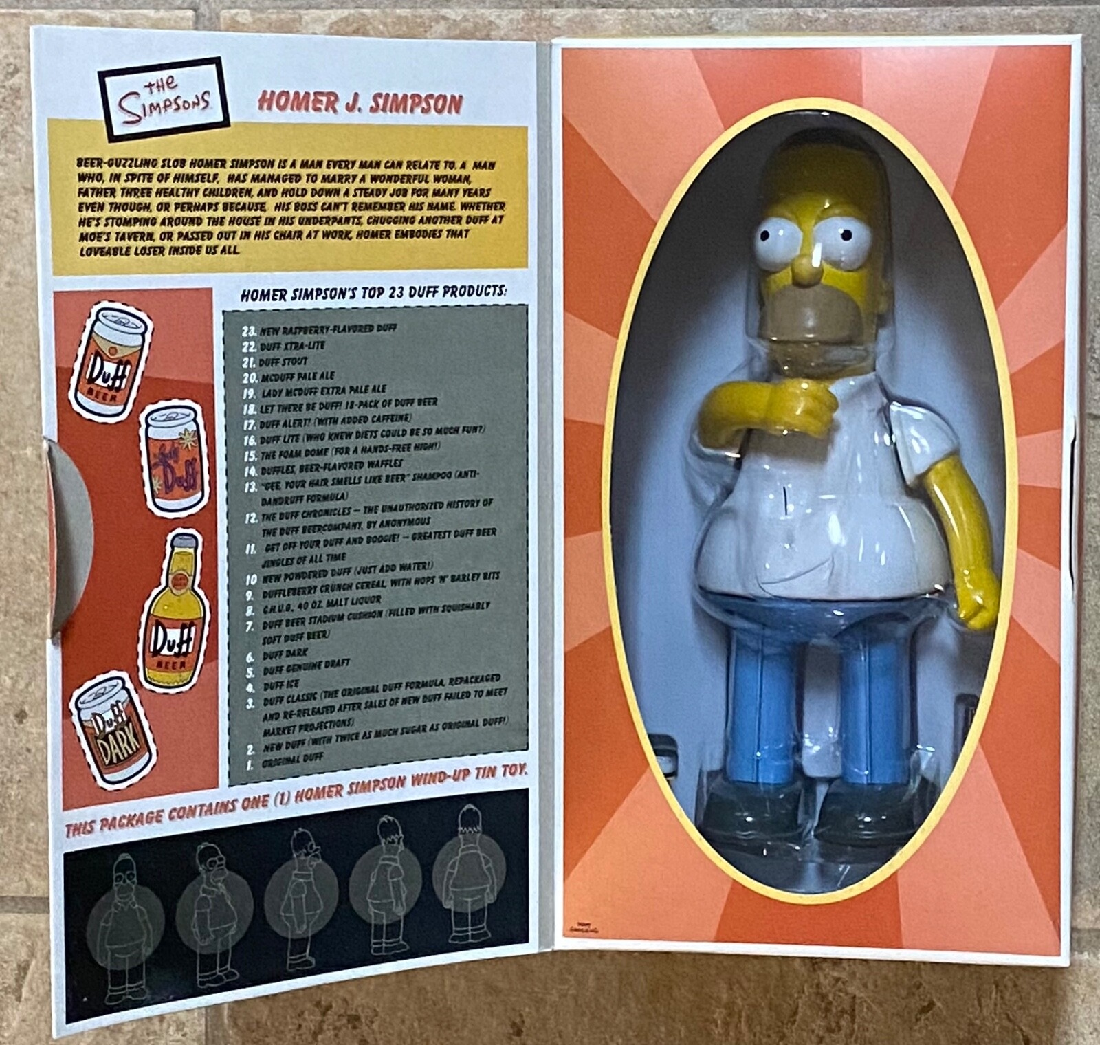 The Simpsons - HOMER SIMPSON 9” TIN ACTION TOY w/ DUFF BEER & TURKEY ...