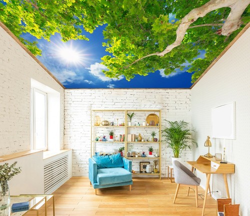 3D Sunshine Tree A393 Ceiling WallPaper Murals Wall Print Decal Deco AJ WALL Ava | eBay Australia
