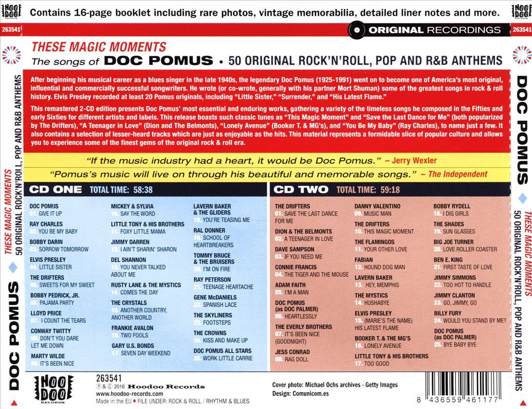 DOC POMUS - THESE MAGIC MOMENTS: THE SONGS OF DOC POMUS * NEW CD ...