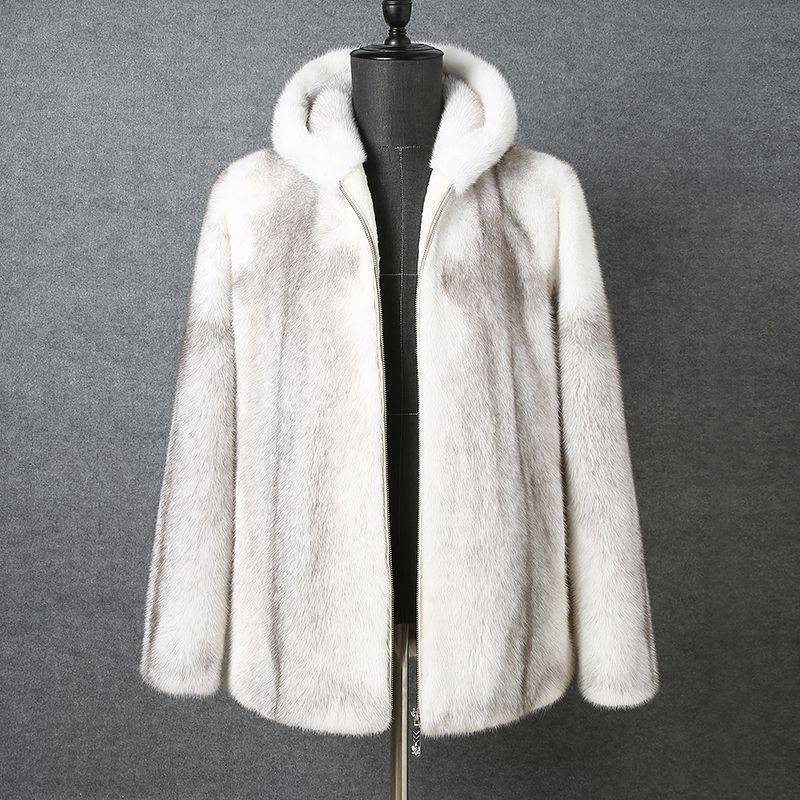 Mink Overcoat Mens Whole Mink Real Mink Hooded Fur One-piece Short ...