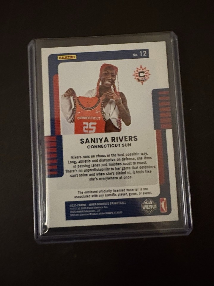 Saniya Rivers 2025 Panini Donruss WNBA #12 Rookie Relic Jersey Patch ...