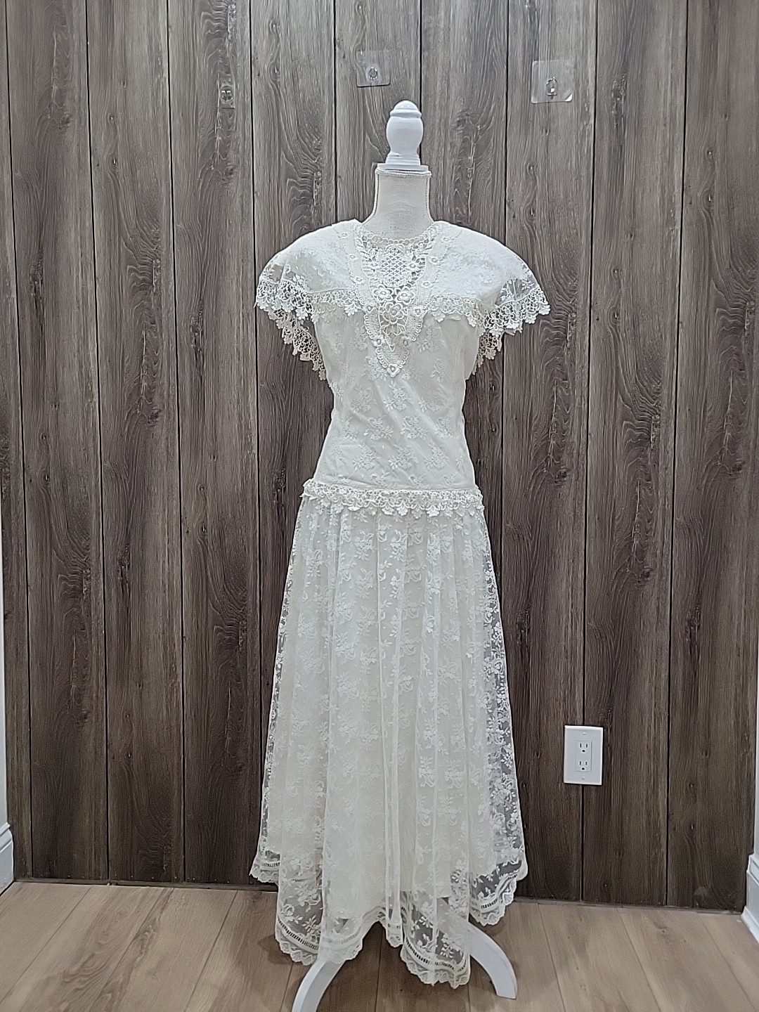 Vintage Scott McClintock Bridal Off White Dress Lace … - Gem