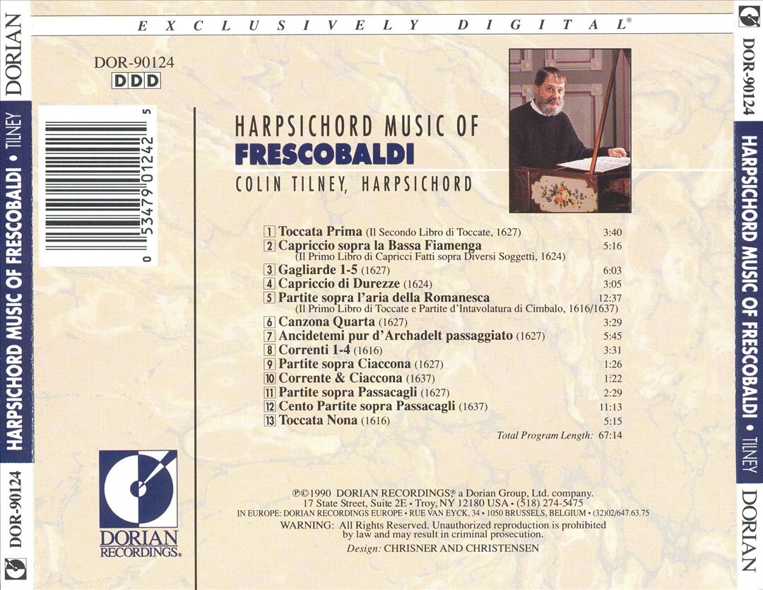 COLIN TILNEY HARPSICHORD MUSIC OF FRESCOBALDI NEW CD 53479012425| eBay