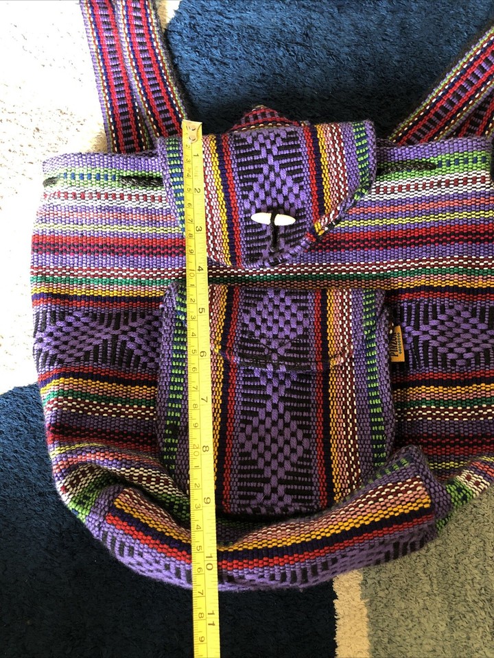 Artesanias Mr. Pinzon Mexico Woven Drawstring Boho Hippie Bag Rasta ...
