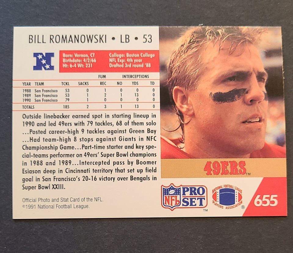 1991 Pro Set #655 Bill Romanowski NM-MT | eBay