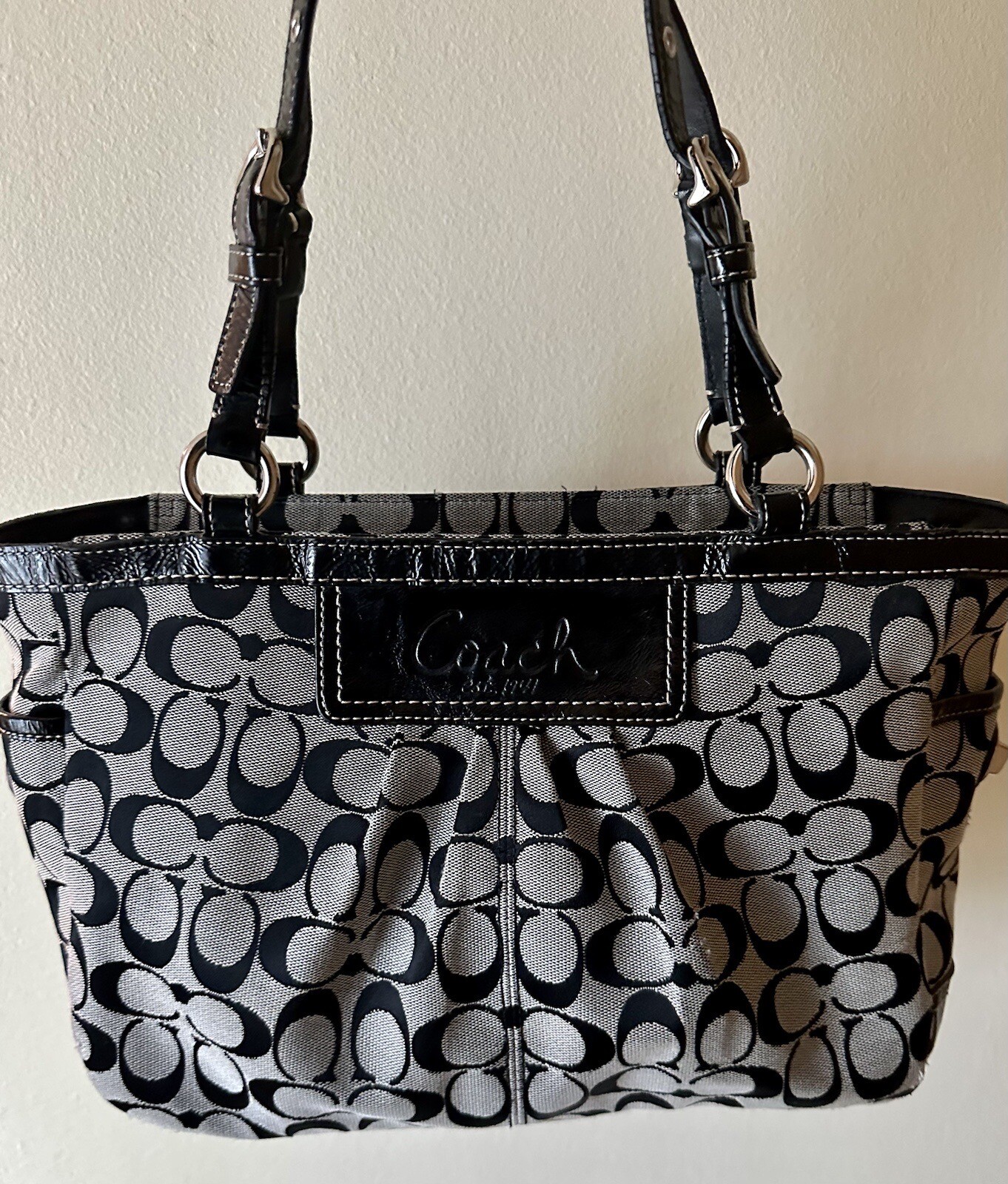 COACH SIGNATURE F14281 PLEATED EAST WEST GALLERY GRAY… - Gem