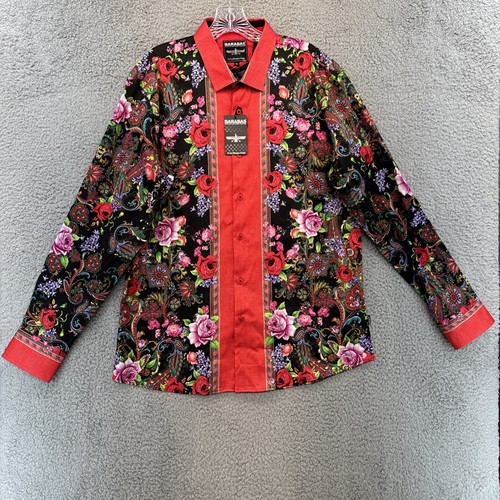 Barabas Mens Luxury Slim Fit Long Sleeve Floral Spring Button Up Size ...