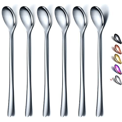 Long Handle Spoon Coffee Stirrers Premium Stainless Steel Coffee Spoons ...