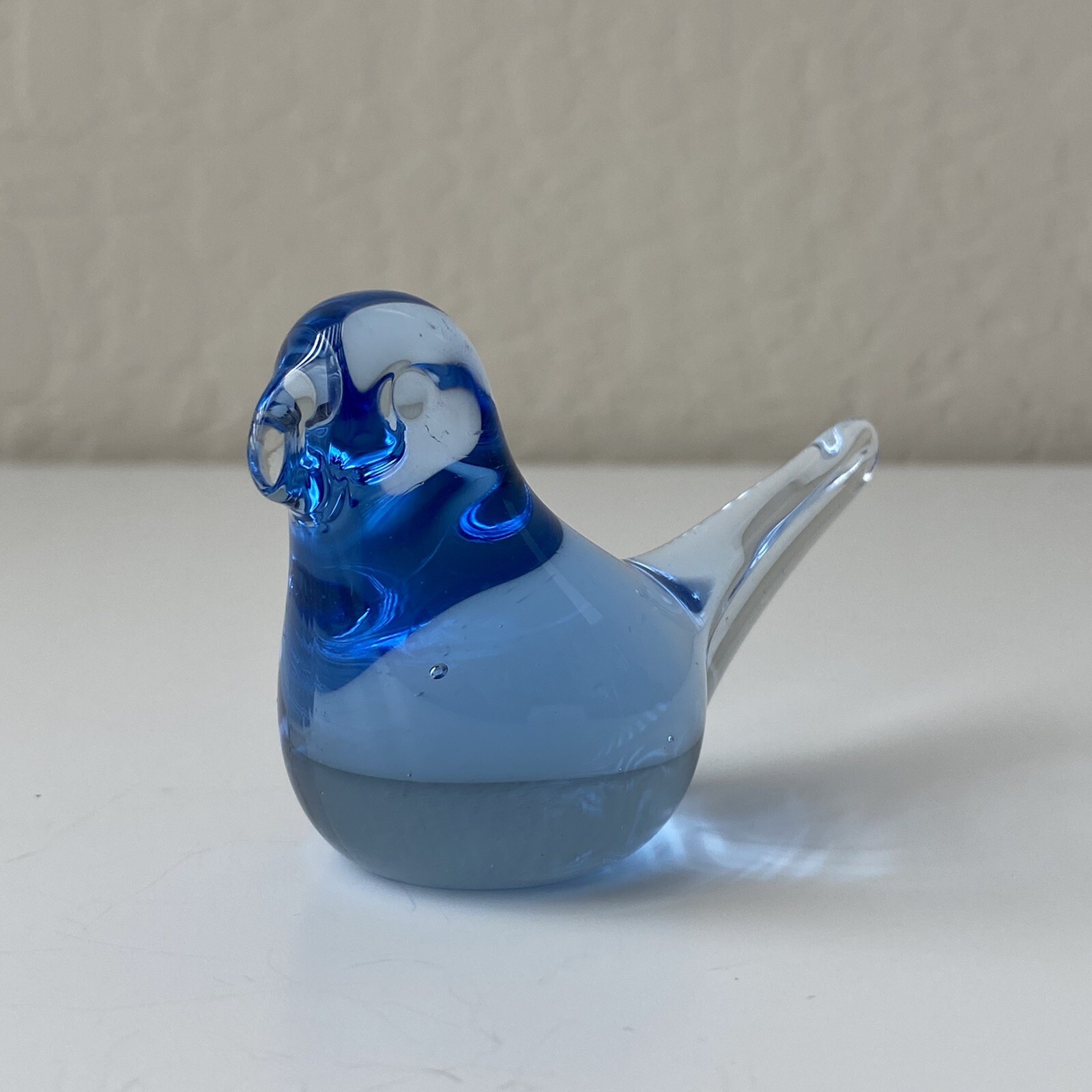 Cute Little Art Glass Bird Clear Blue Bird Paperweight Unbranded ...