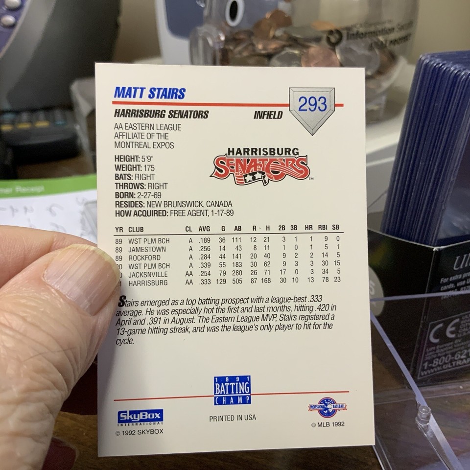 1992 SkyBox AA #293 Matt Stairs | eBay
