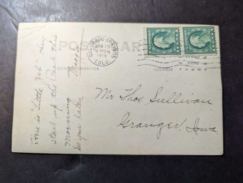 1919 USA Rare Army Tank PPC Postcard Cover Colorado Springs CO to ...