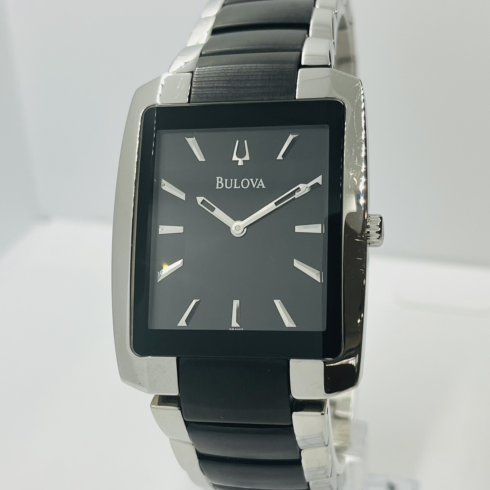 Bulova Men's Classic Rectangle Black & Silver St Stee… - Gem