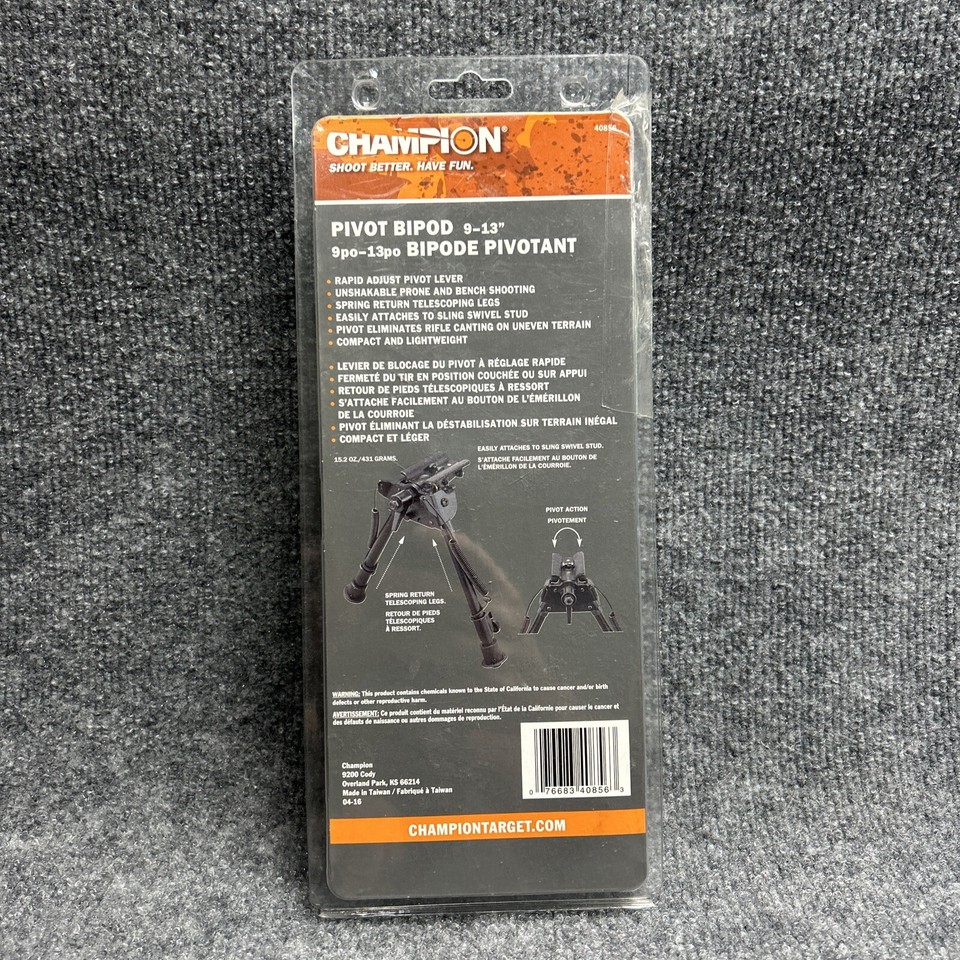 NEW! Champion Bi-POD 9”- 13”in. Pivot Steady Shot Spring Return ...