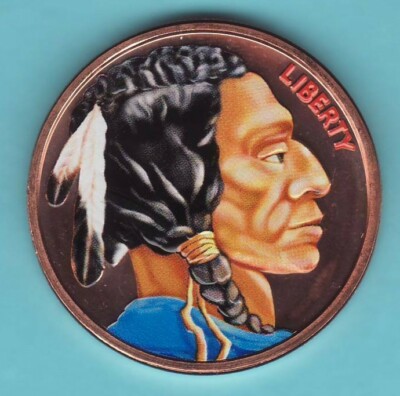 INDIAN HEAD 1 oz. Copper Round coin COLORIZED | eBay UK