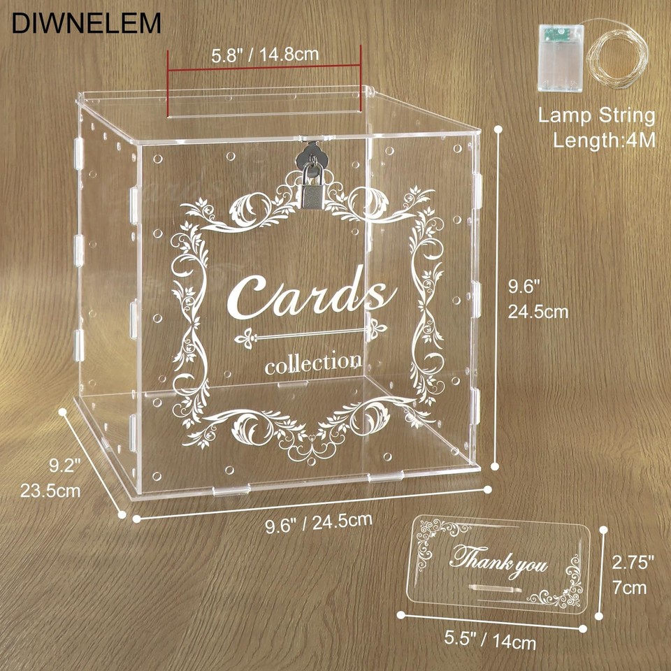 Acrylic Wedding Card Box with Lock Clear Large Letter Envelope Box ...