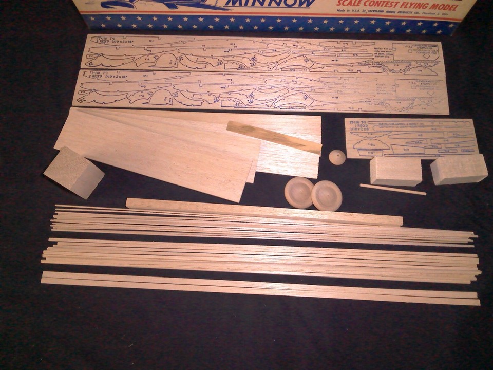 Vintage Cleveland Model Minnow Wood Flying Model Kit Airplane WS 24 ...