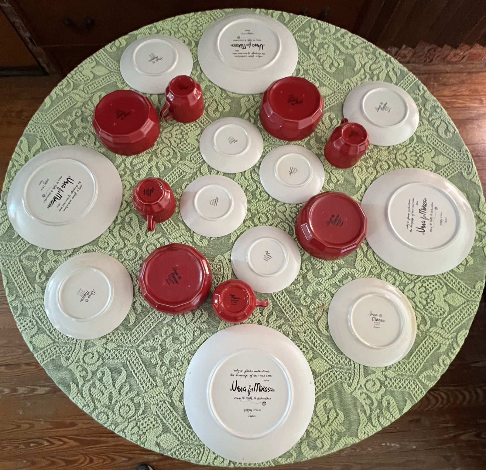 HTF Vera Neumann Mikasa Red Poppy Rare Find Service for 8 Japan Post ...