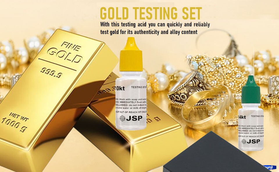 GOLD/SILVER Test Acid Tester Kit 10k 14k .999 .925 Sterling Testing ...