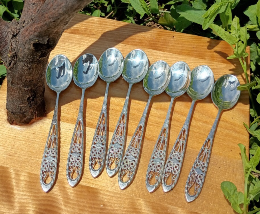 Rare Vintage 800 Silver Spoon Set - 8 Spoons with Storage Bag | eBay