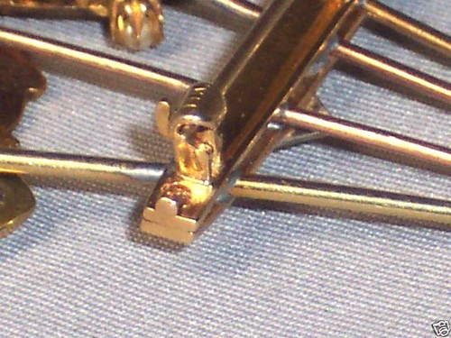 14K GOLD CUSTOM MADE PIN WITH 4 ANTIQUE STICKPINS GRIFFIN DIAMOND ...