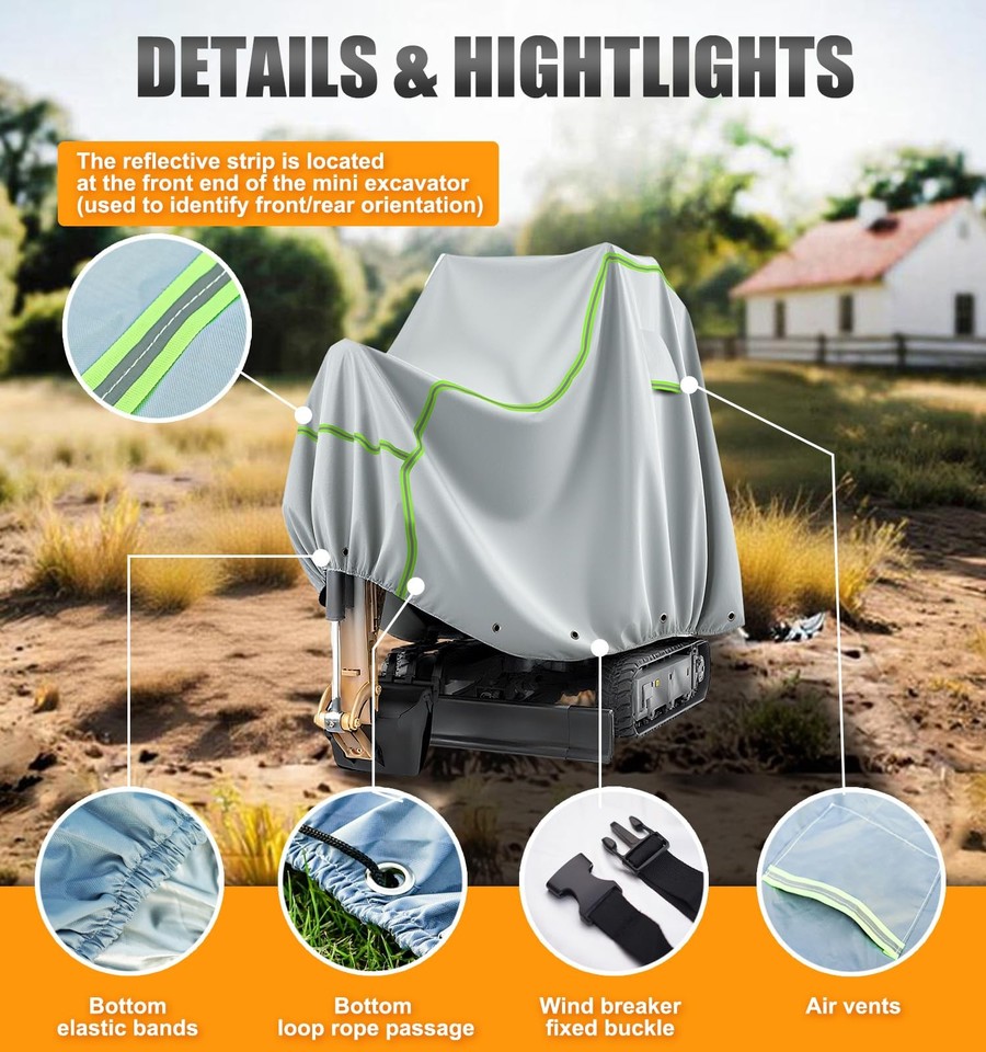 Mini Excavator Cover Fits 3000-4000 Grey, lb mini excavators | eBay