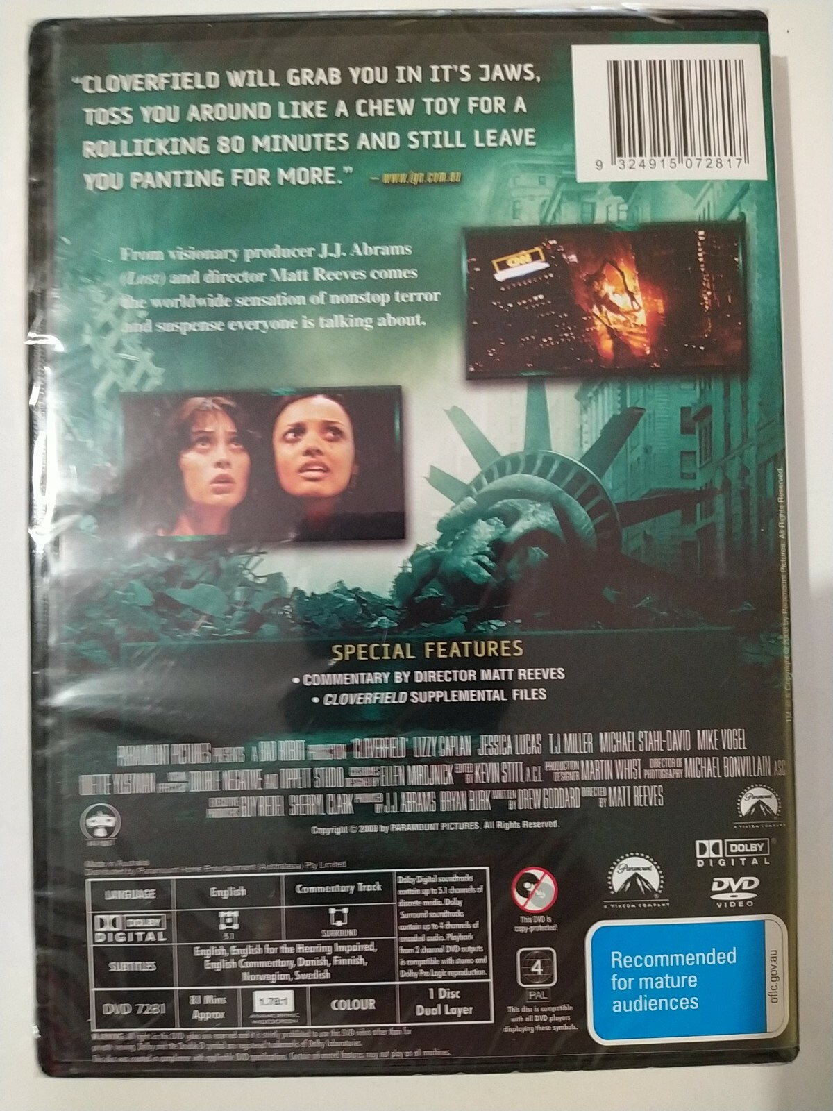 Cloverfield (DVD 2008) Lizzy Caplan, T.J.Miller, Jessica Lucas, Mike ...