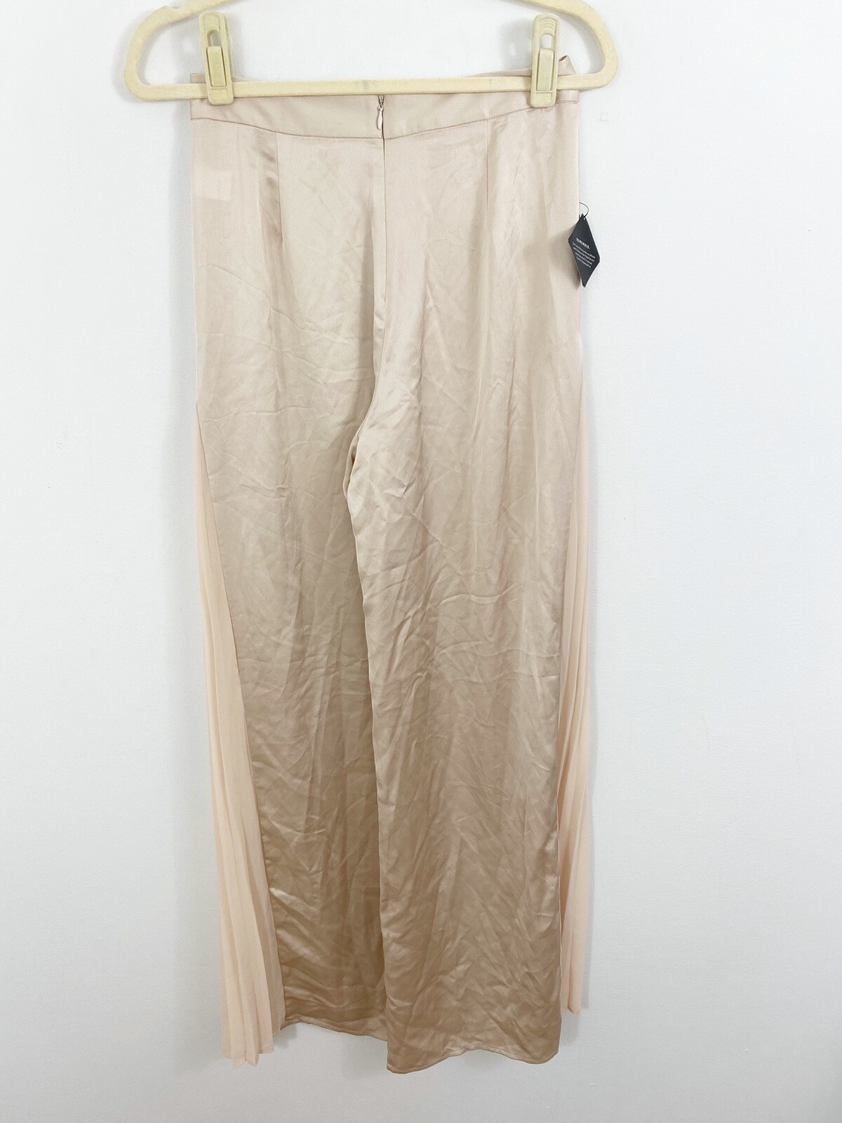 NEW Nasty Gal Pleated Satin Wide Leg Pants Size Small Champagne Color ...