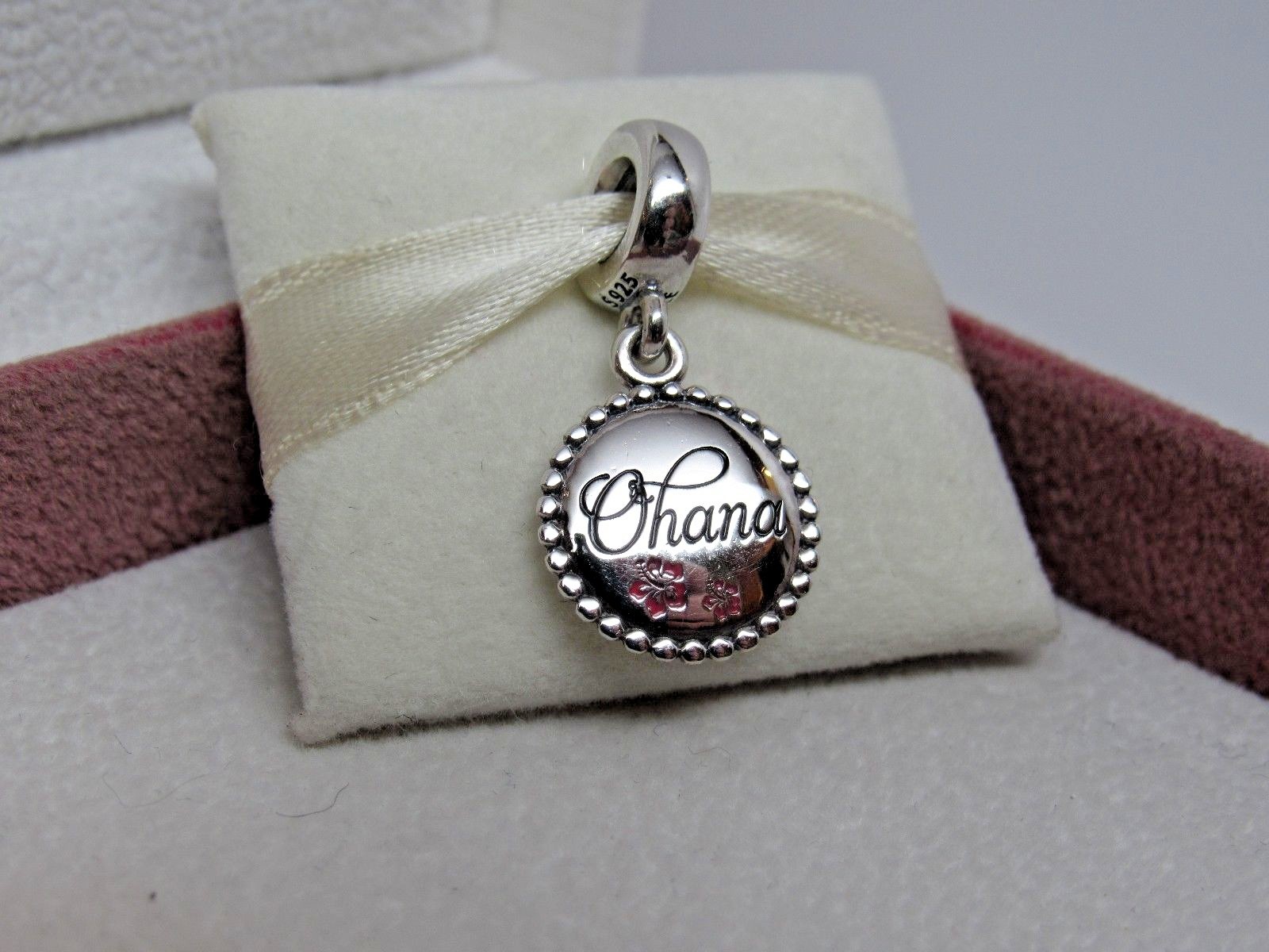 New NO BOX Pandora Ohana Pink Hibiscus Flower Hawaii Dangle Charm ...