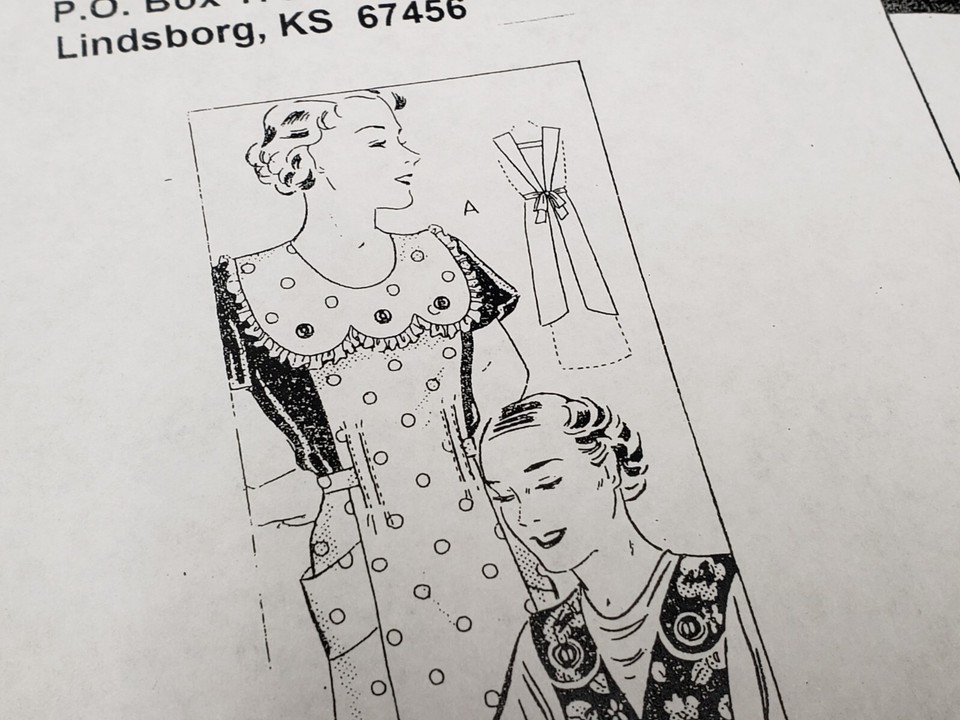 Vintage Apron Pattern Bib Full Size 1930s Depression Era Sewing Fabric ...