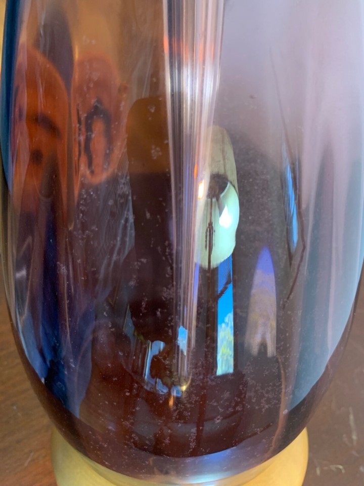 RARE Blenko MCM 32” AMETHYST Glass Table Lamp with Hard to Find ...