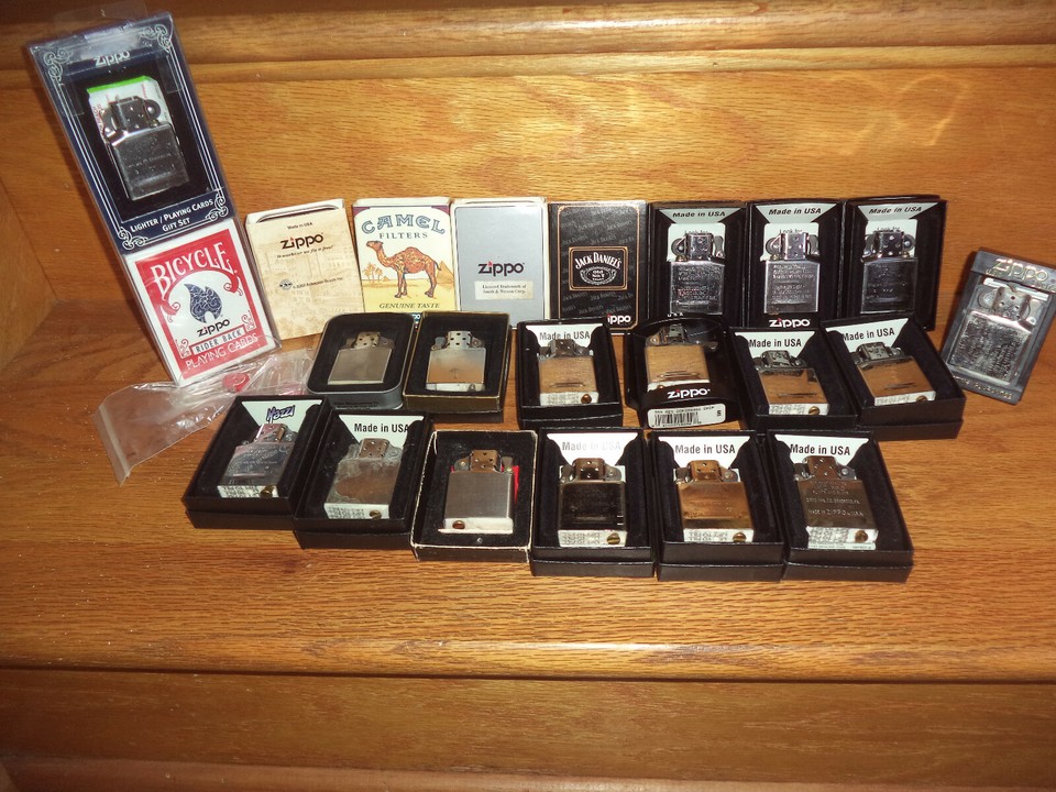 20-NOS ZIPPO LIGHTER INSERTS ORIGINAL BOXES-CASES-SLEEVES-PLAYING ...