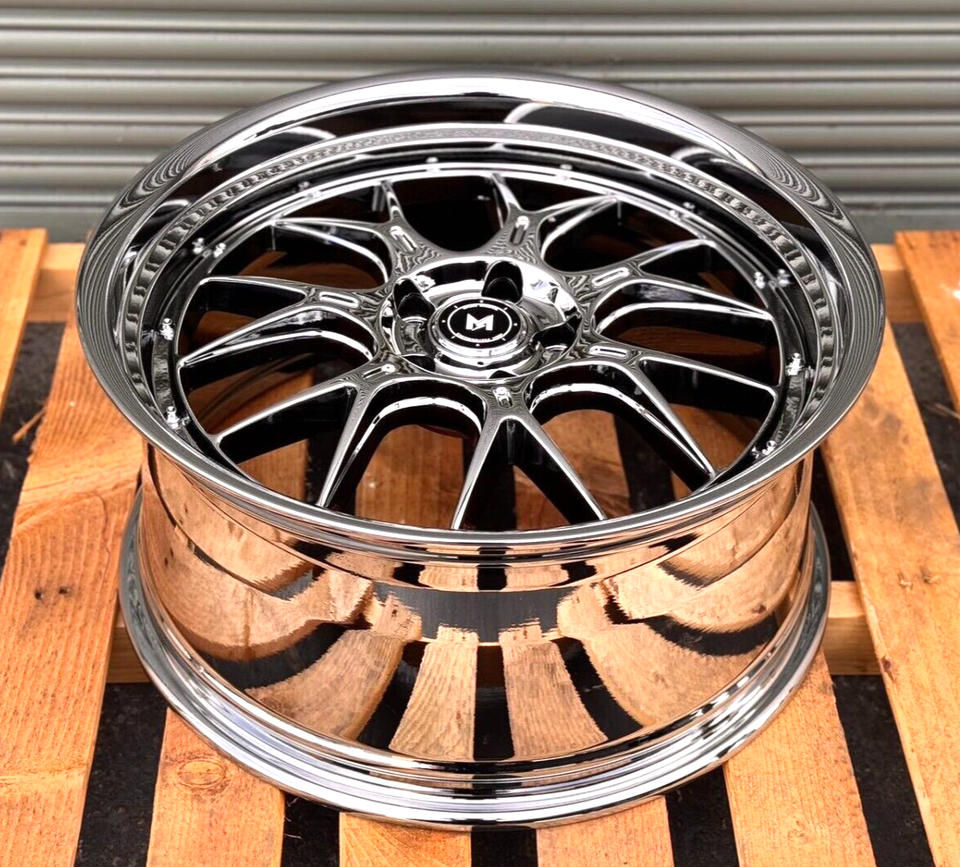19" 19x8.5 5x114.3 ET35 MFlow MFL2 Deep Dish PVD Chrome Wheels | Set of ...