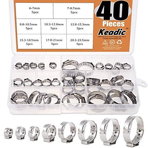 40Pc Stainless Steel Single Ear Hose Clamps Clips Pex Pinch Clamp ...