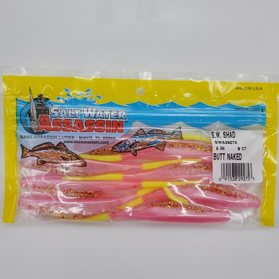 Saltwater Shad Assassin 5" Butt Naked Swimbait 8 Cnt (SWA29275) Redfish ...