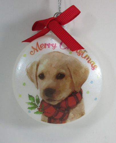D4 Merry Christmas Yellow Labrador FURRY FRIENDS DOG LOVER ORNAMENT ...