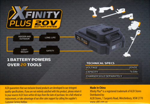 NEW XFINITY PLUS 20V LI-ION 4.0Ah 21700 BATTERY ~ ALDI FERREX PRO ...